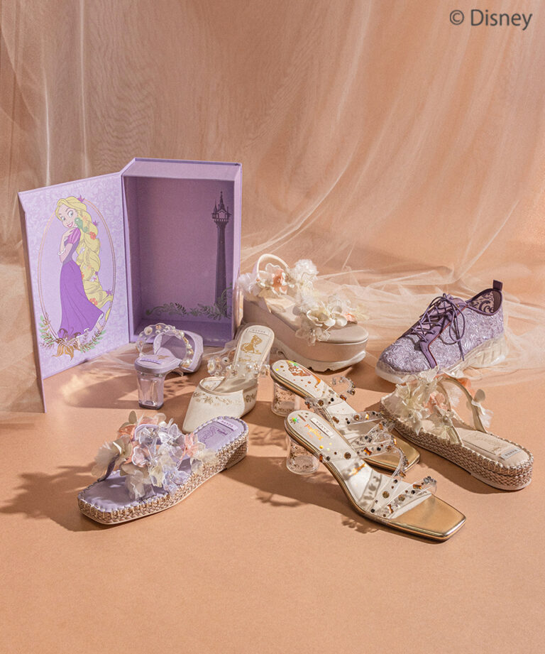 贅沢にフラワーパーツやパールをサンダルにON！RANDA(ランダ)『塔の上のラプンツェル』シリーズ発売 | Emo!miu｜エモミュー