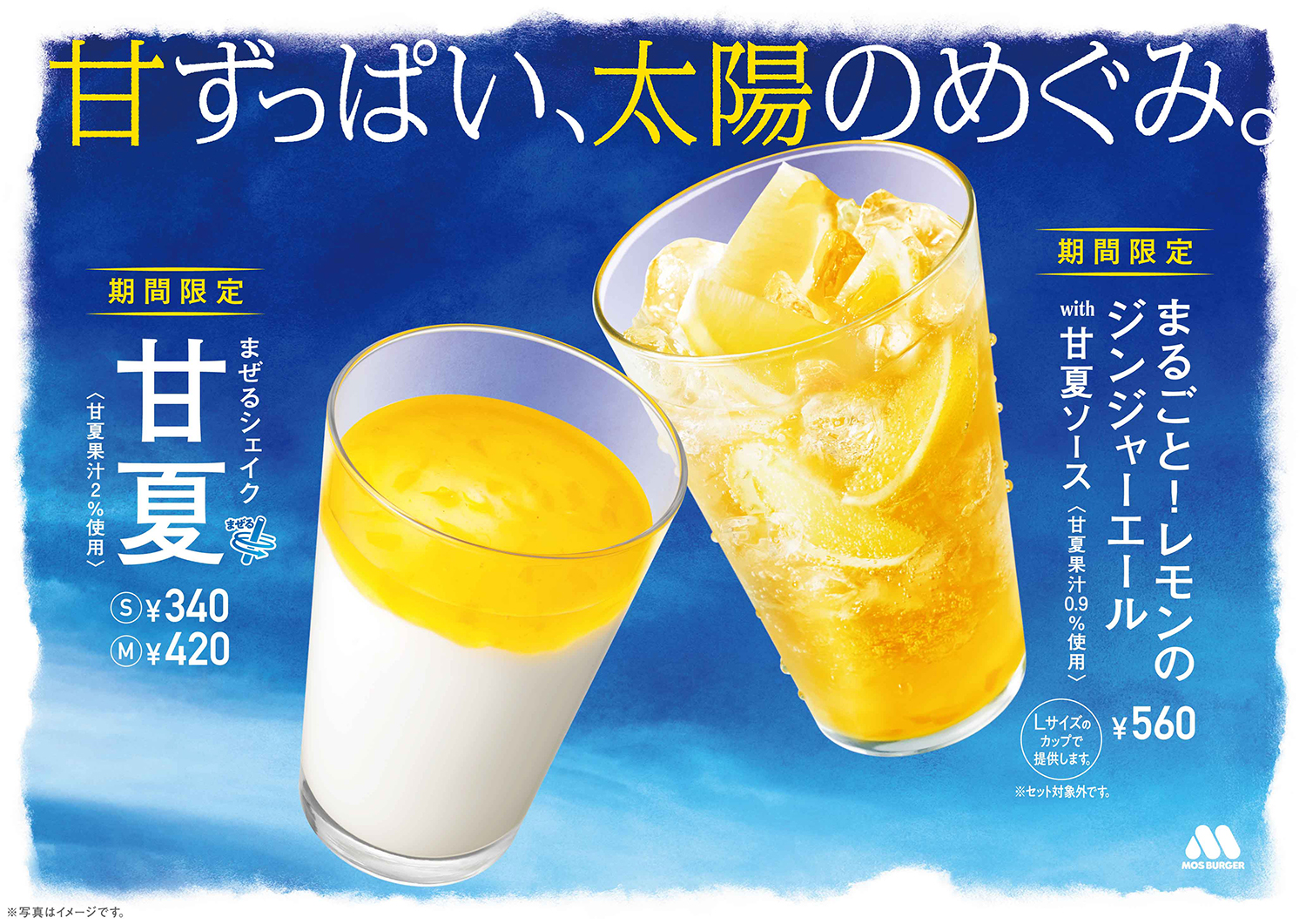 モスバーガー、甘夏＆不知火を使用したサマードリンク3種が復活販売！新定番「まぜるシェイク 宇治抹茶」も販売スタート♪ | Emo!miu｜エモミュー